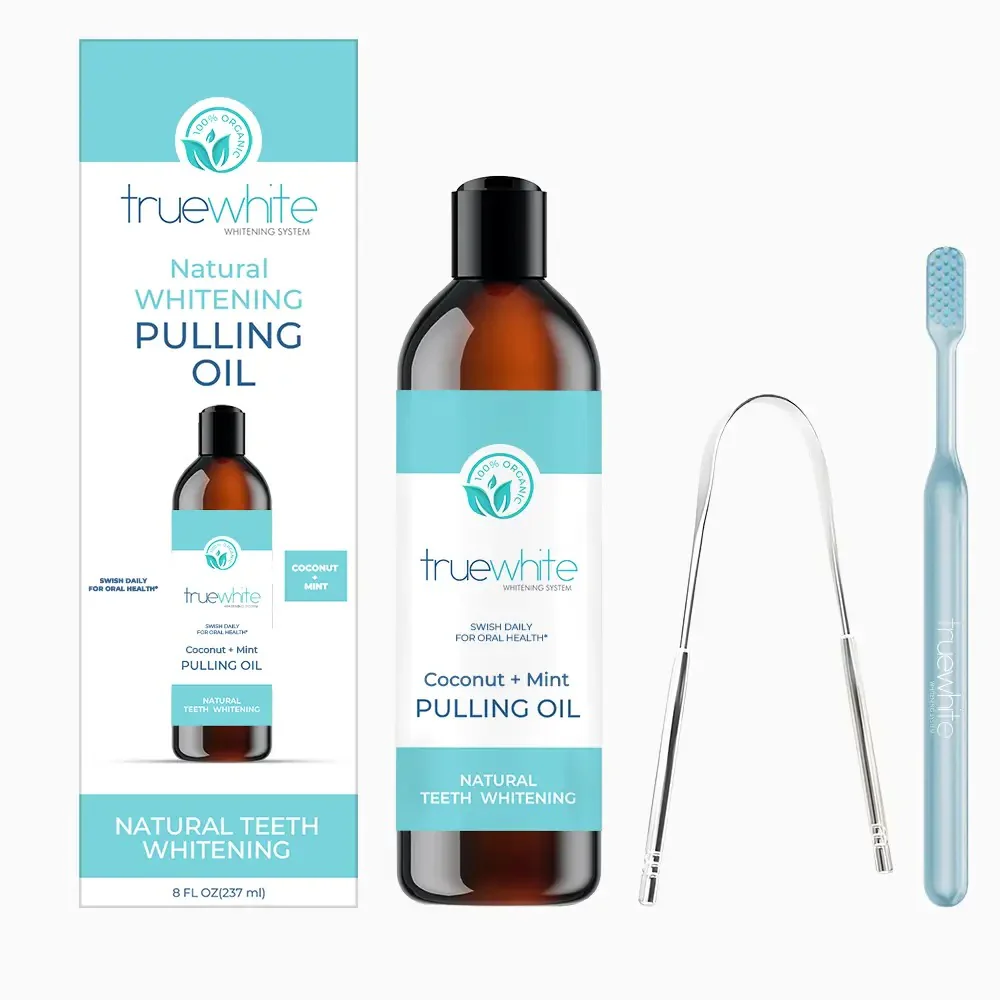 truewhite Coconut Mint Oil Pulling Kit with Coconut & Peppermint Oils ...